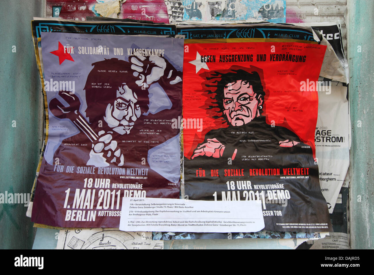 Posters call up for the 'revolutionary demonstration' in Friedrichshain ...