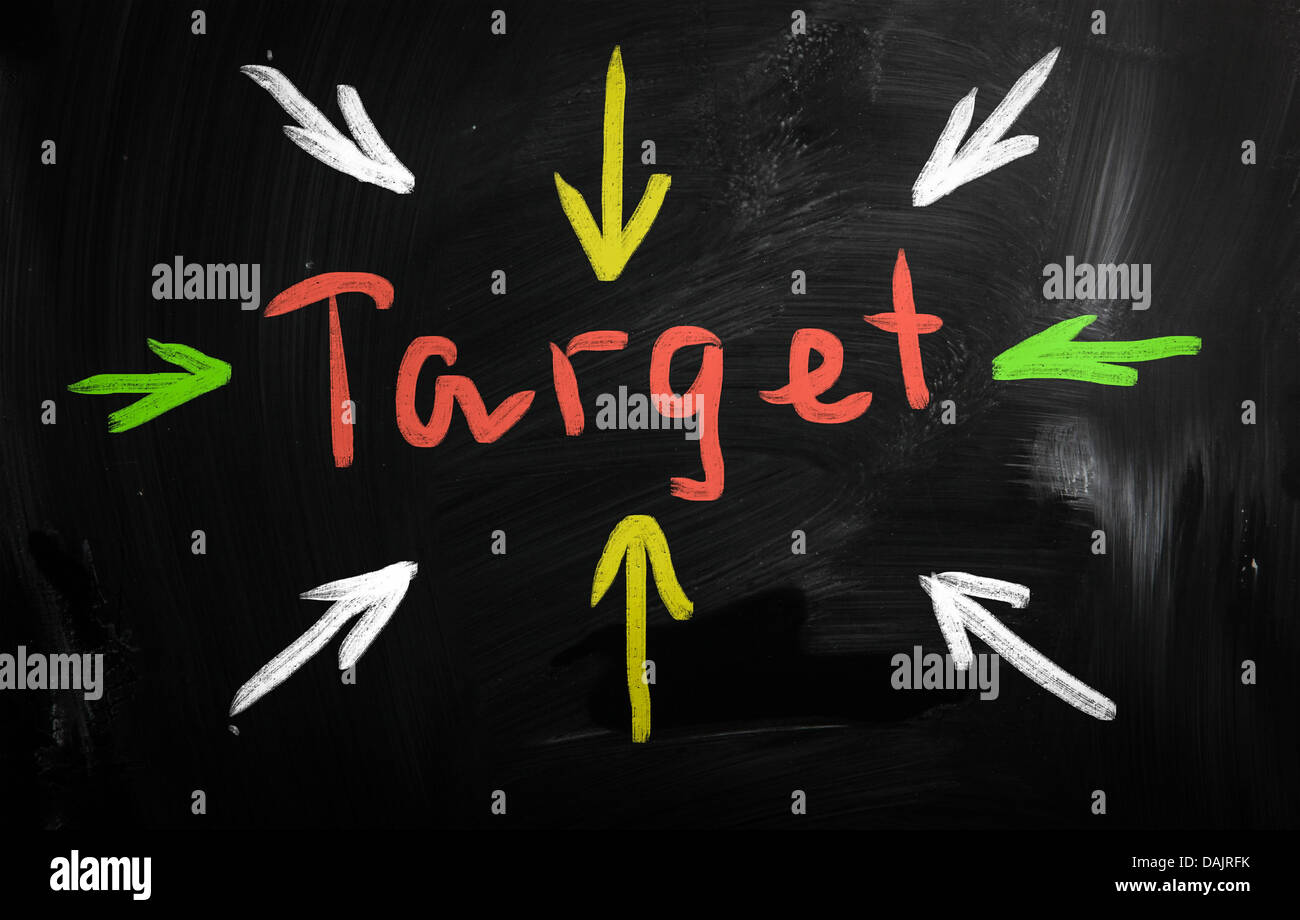 Target handwritten with white chalk on a blackboard Stock Photo - Alamy