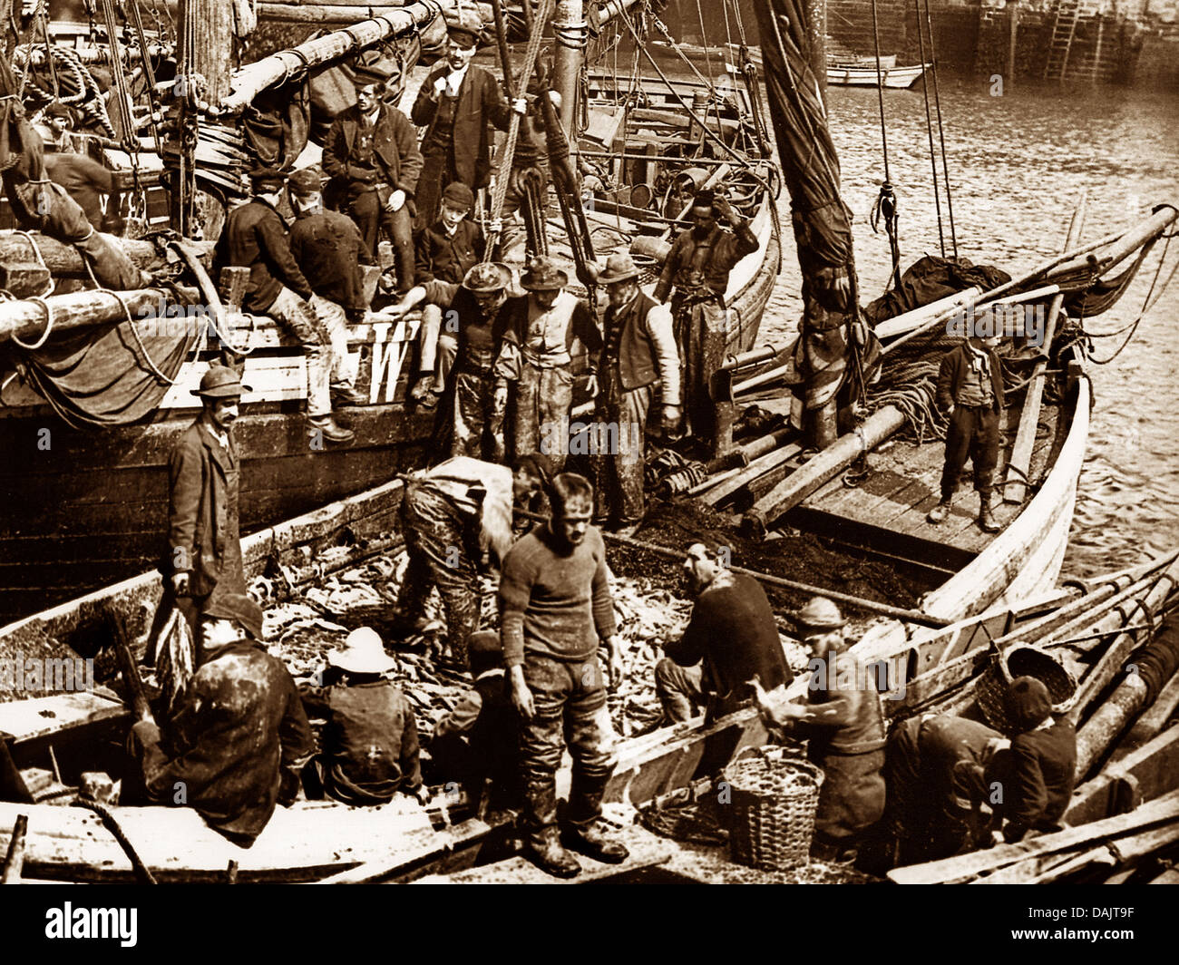 Whitby Fishermen Victorian period Stock Photo - Alamy