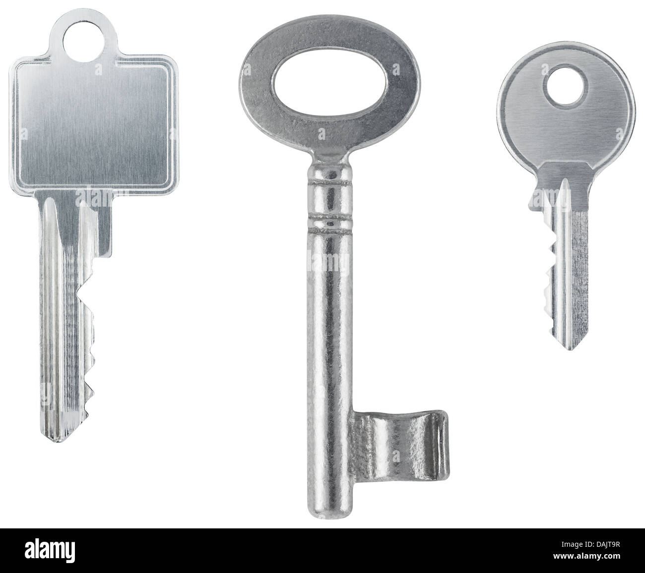 Three different keys against white background, close up Stock Photo - Alamy