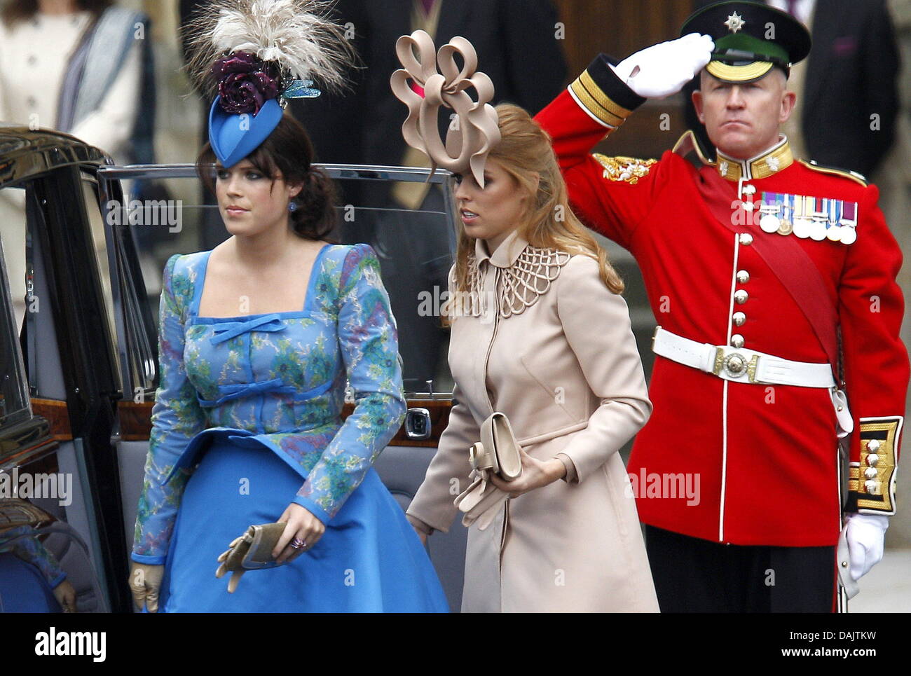 Britain's Princesses Beatrice (R) and Eugene (L) arrive at Westminster ...