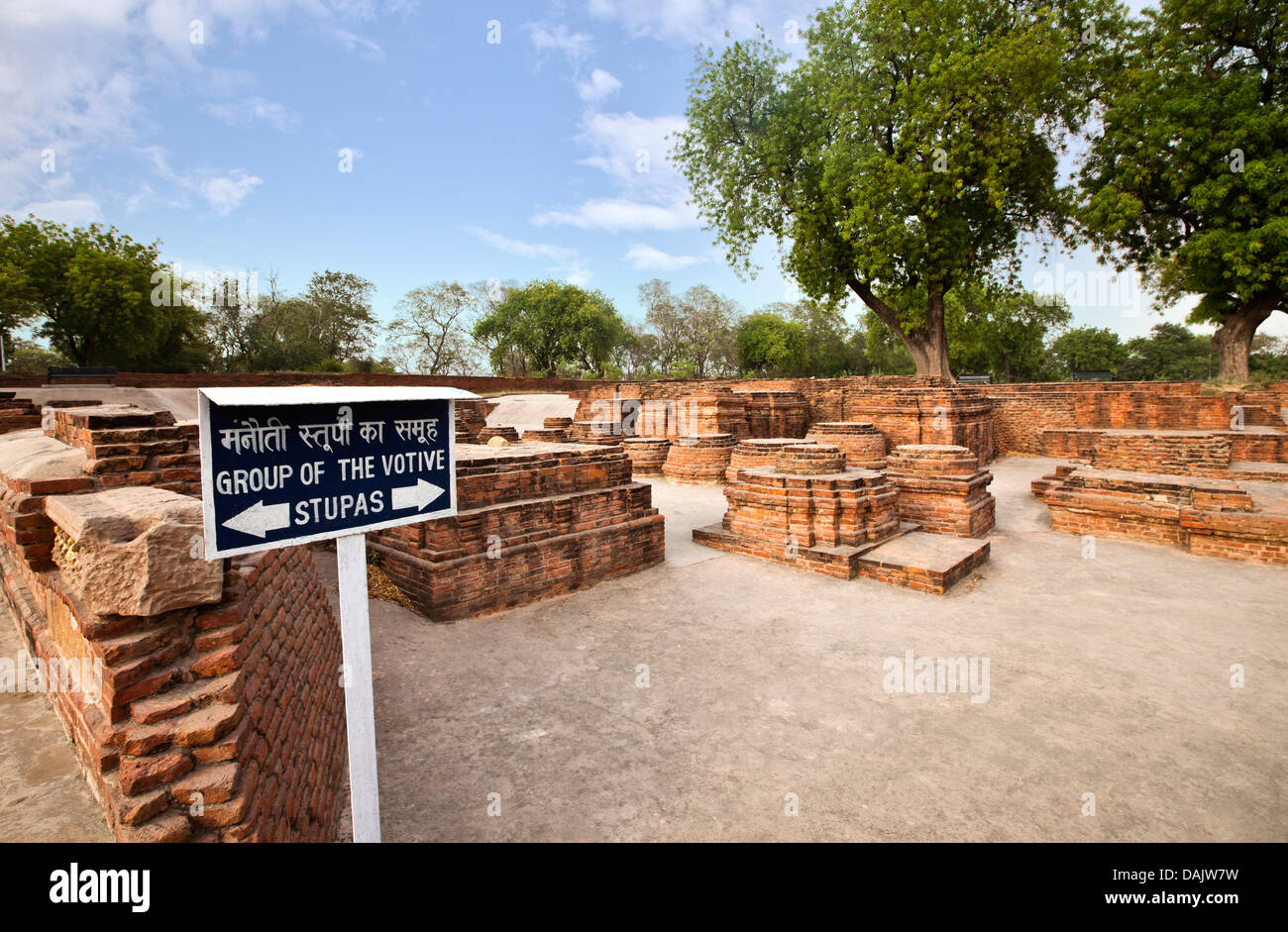 Mini Stupas at archaeological site, Manauti Stupa, Sarnath, Varanasi ...