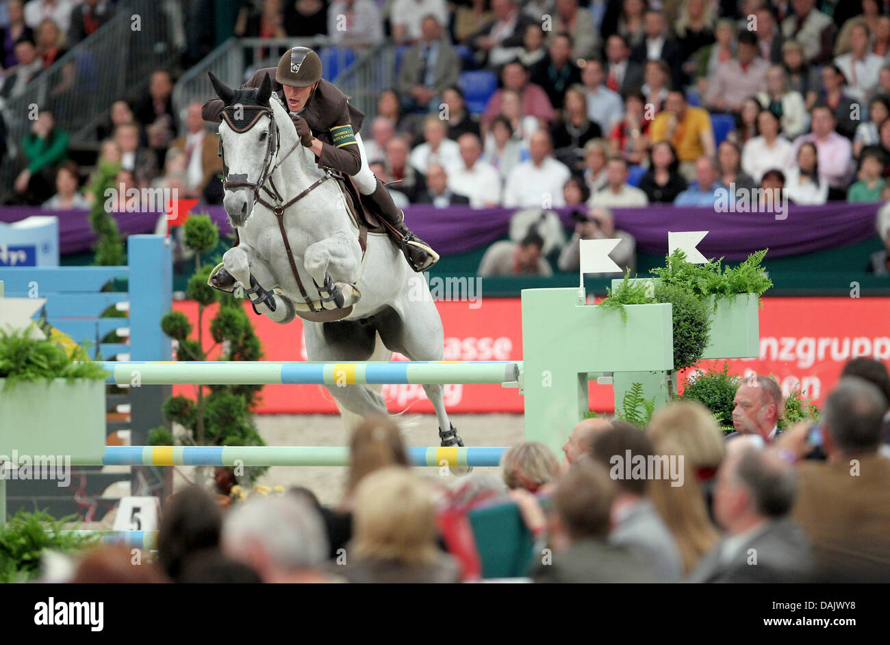 French riderKevin Staut jumps on Silvana de Hus at the FEI World Cup ...