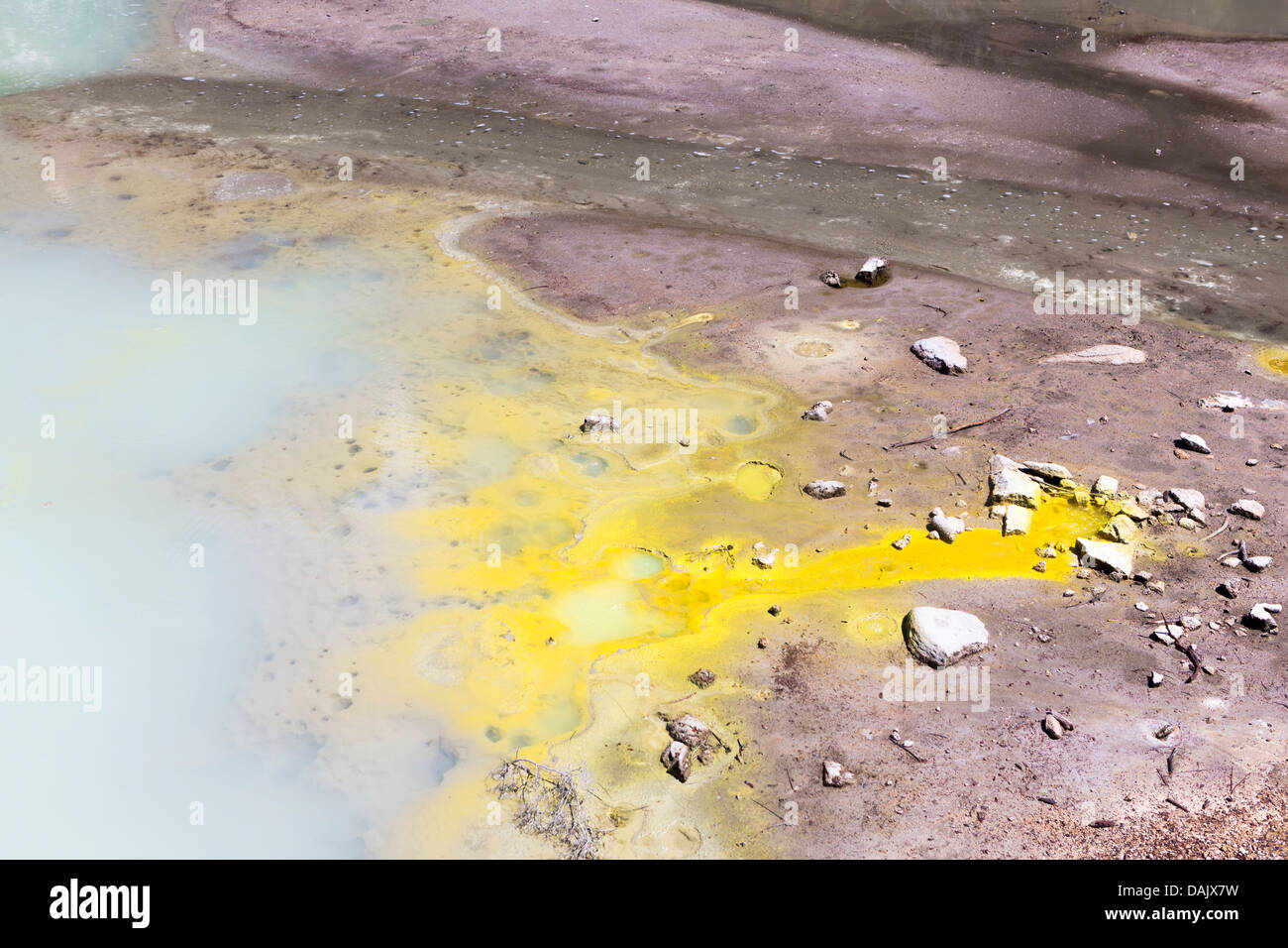 Sulphurous water flowing in a lake Stock Photo - Alamy
