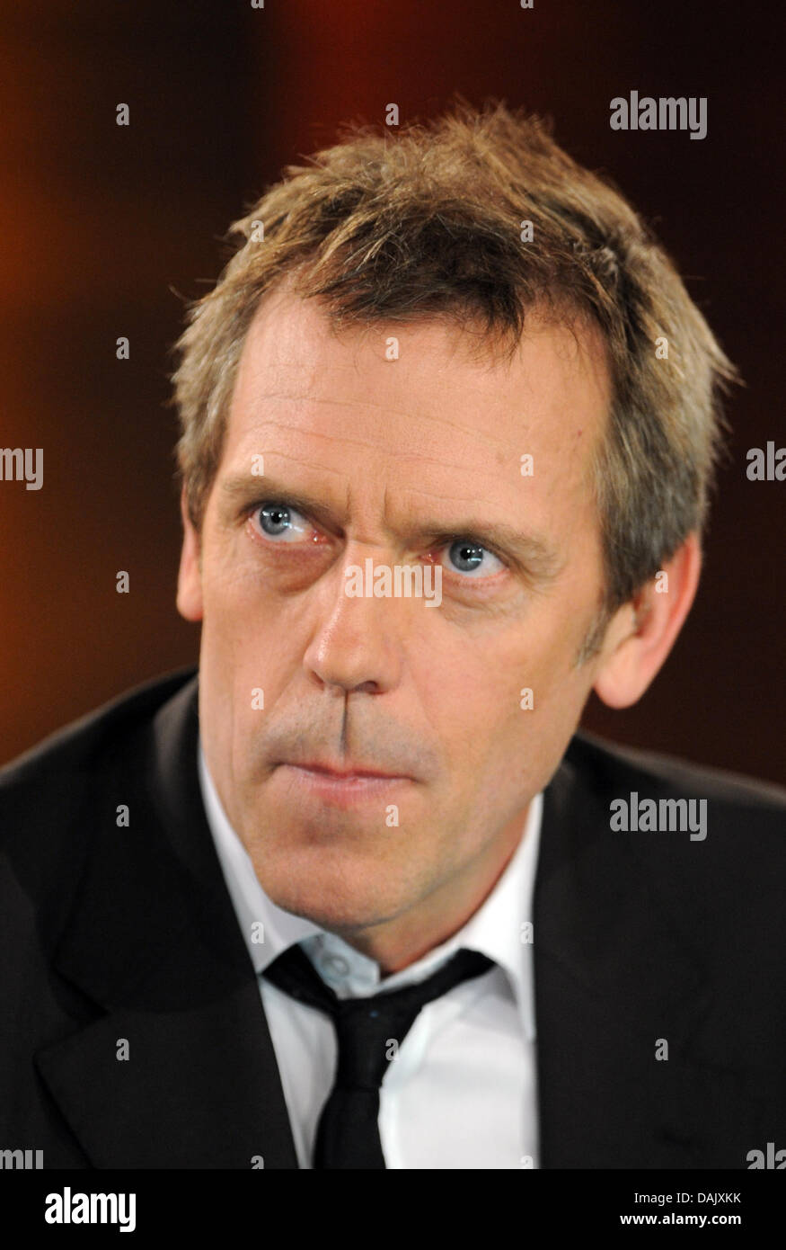 British actor and musician Hugh Laurie sits on the sofa during the ZDF ...
