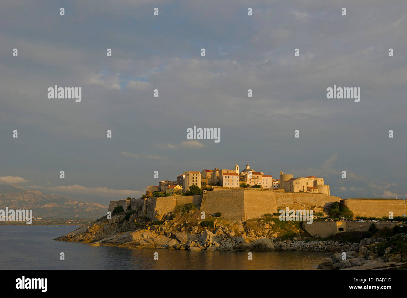 The citadel (castle) of Calvi surrounded by the mediterranean sea in ...