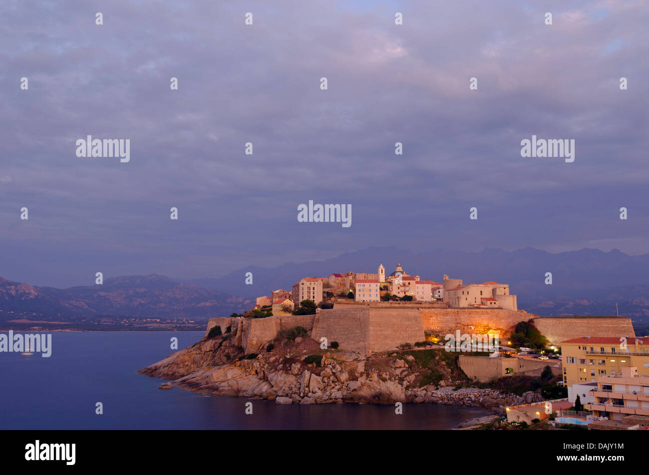 The citadel (castle) of Calvi surrounded by the mediterranean sea in ...