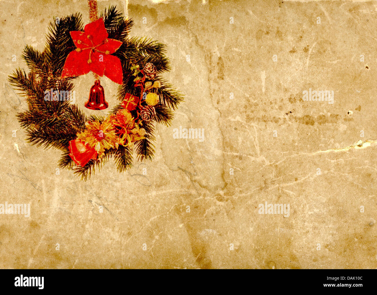 Christmas wreath on old paper background Stock Photo - Alamy