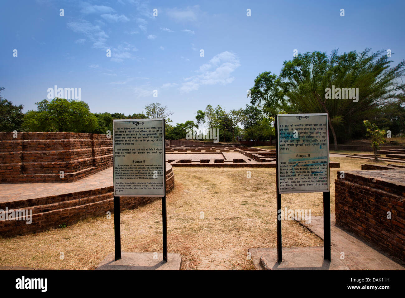 Sign boards at archaeological site, Sravasti, Uttar Pradesh, India ...