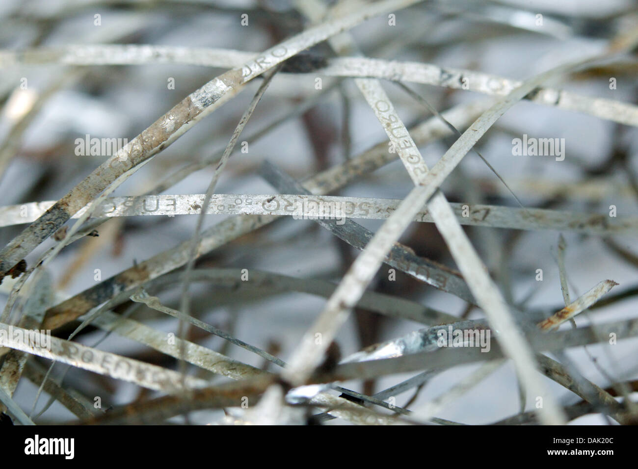 Security threads of 50 euro banknotes are pictured at the National ...