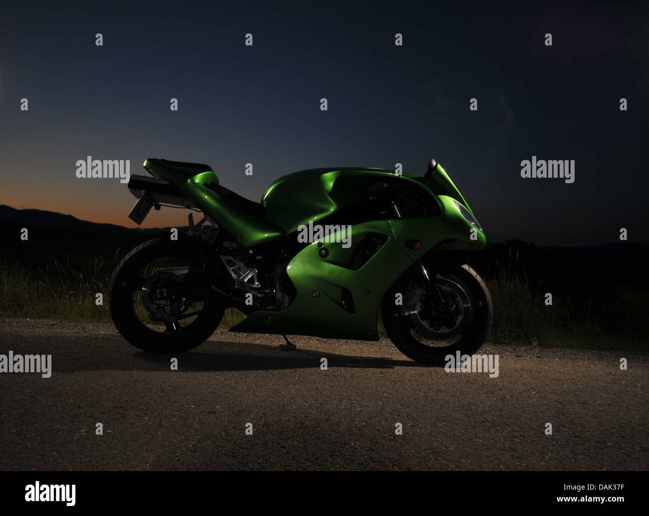 green sport motorcycle Stock Photo - Alamy