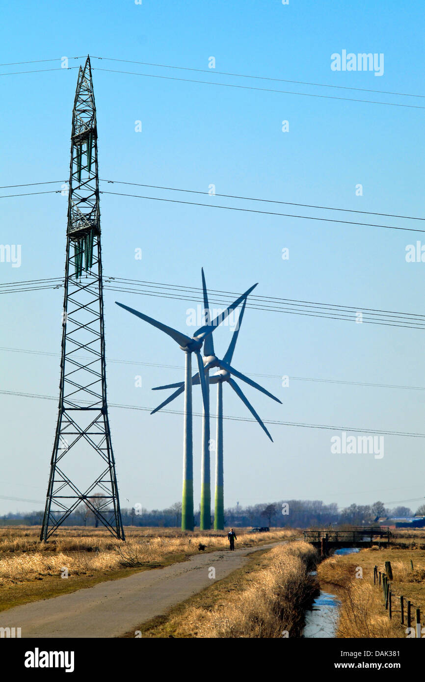Wind wheels and power pole hi-res stock photography and images - Alamy