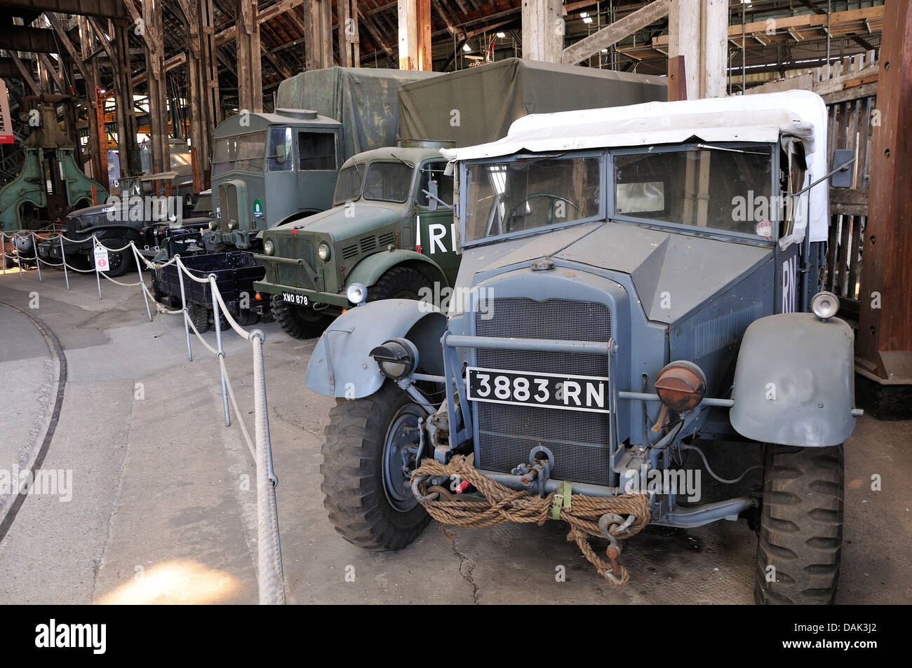 Chatham, Kent, England. Chatham Historic Dockyard. Royal Navy vehicles ...