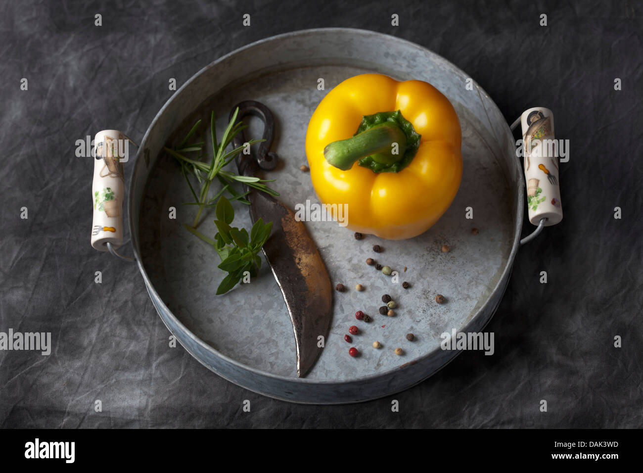 Capsicum with knife and peppers on tray hi-res stock photography and ...