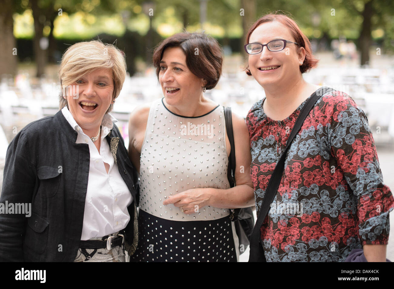 Steffi Czerny (left) , Jaleh Bisharat and Ina Fried (right) attend the ...