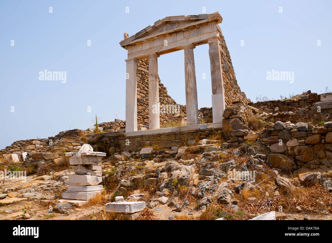 The Temple Island of Delos in the Cyclades Islands Greece Stock Photo ...
