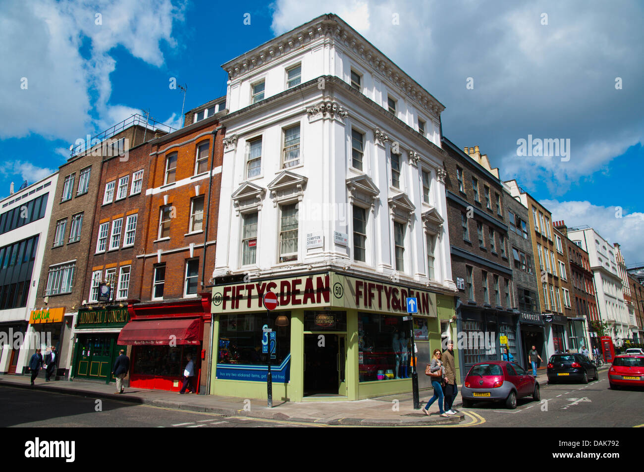 Corner of Old Compton Street and Dean street Soho district central ...