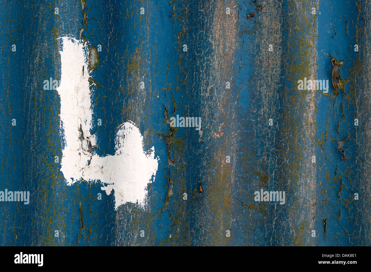 white number 4 painted on blue corrugated tin wall Stock Photo - Alamy