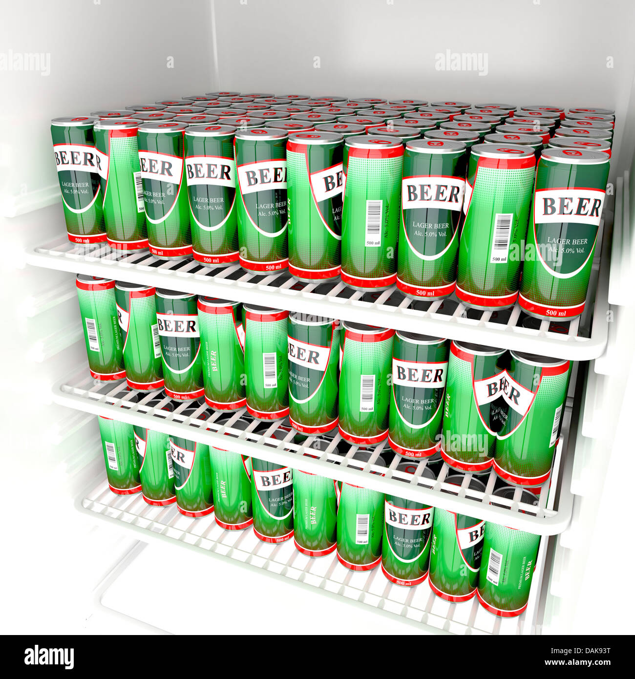 Fridge full with beer cans Stock Photo - Alamy
