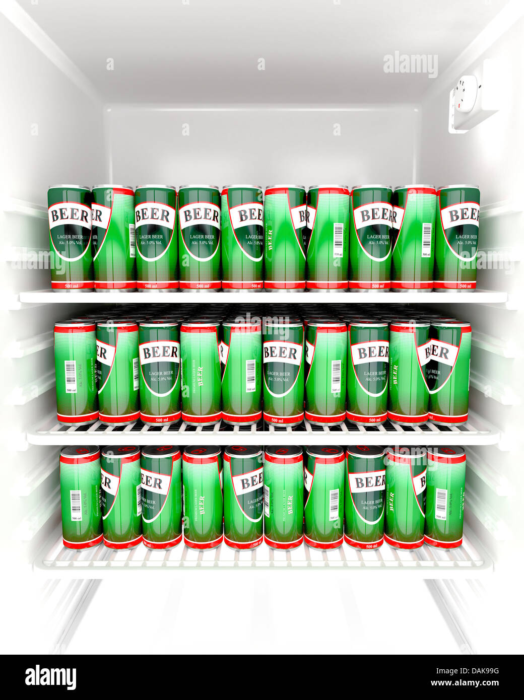 Fridge full with beer cans Stock Photo - Alamy
