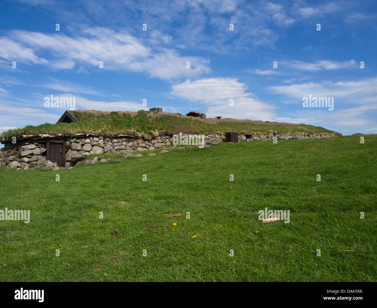 Reconstructed iron age longhouses on archaeological site in Ullandhaug ...