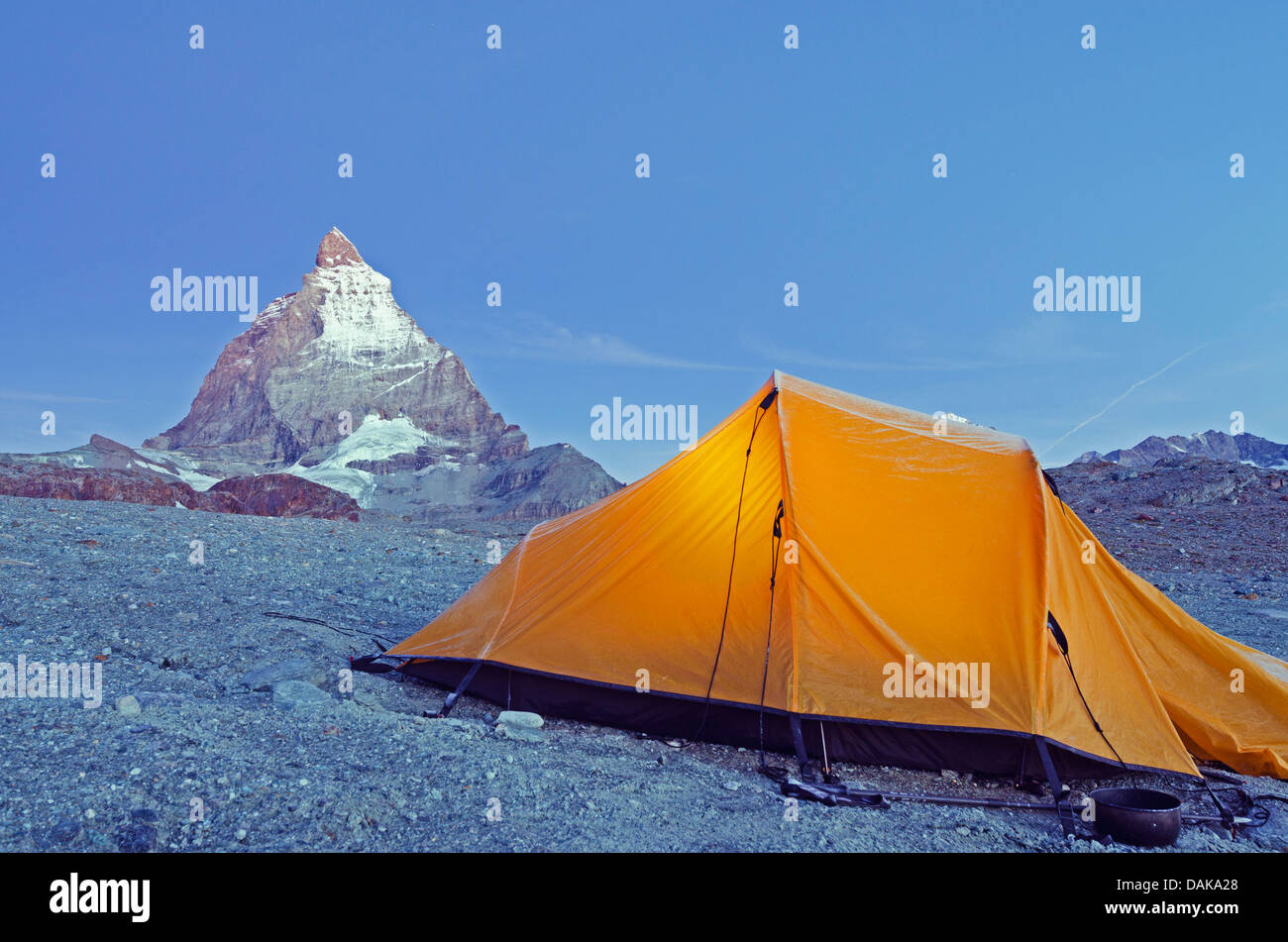 camping near The Matterhorn (4478m), Zermatt, Swiss Alps, Switzerland ...