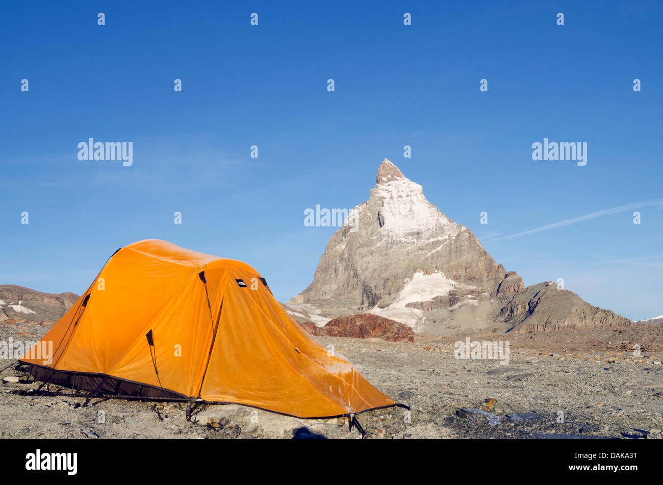 camping near The Matterhorn (4478m), Zermatt, Swiss Alps, Switzerland ...