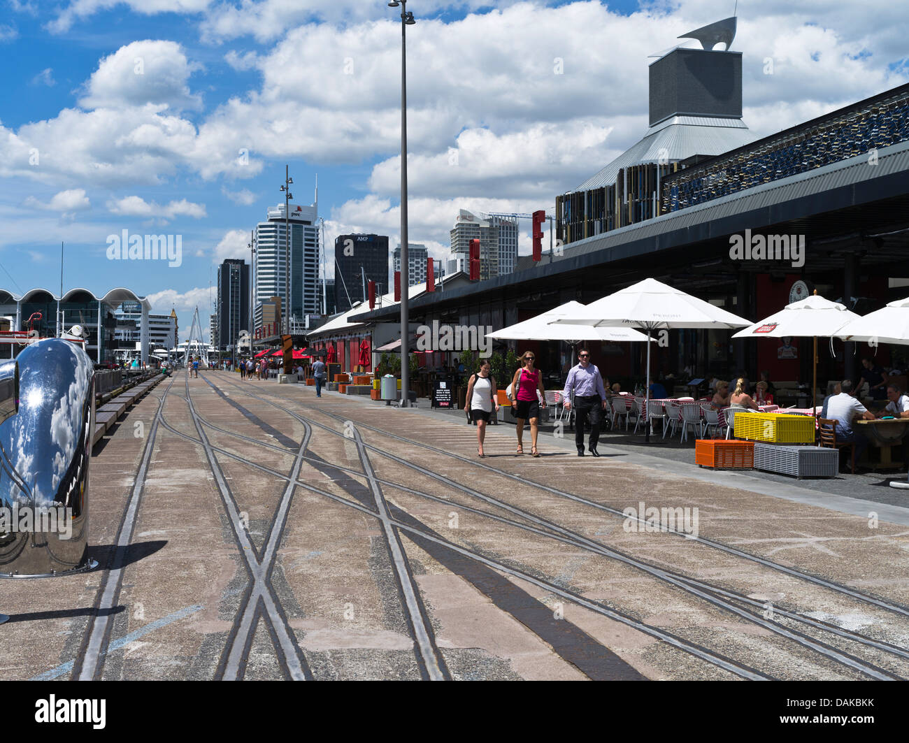 dh Wynyard Quarter AUCKLAND NEW ZEALAND North Wharf people walking and ...