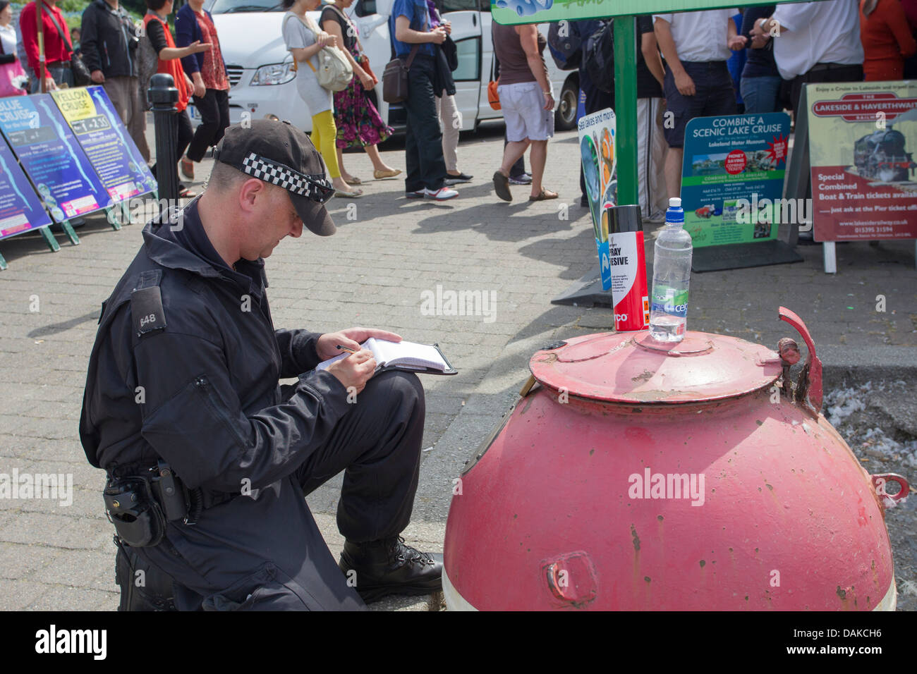 Police security officers checking for bombs - explosives in old WW2 ...