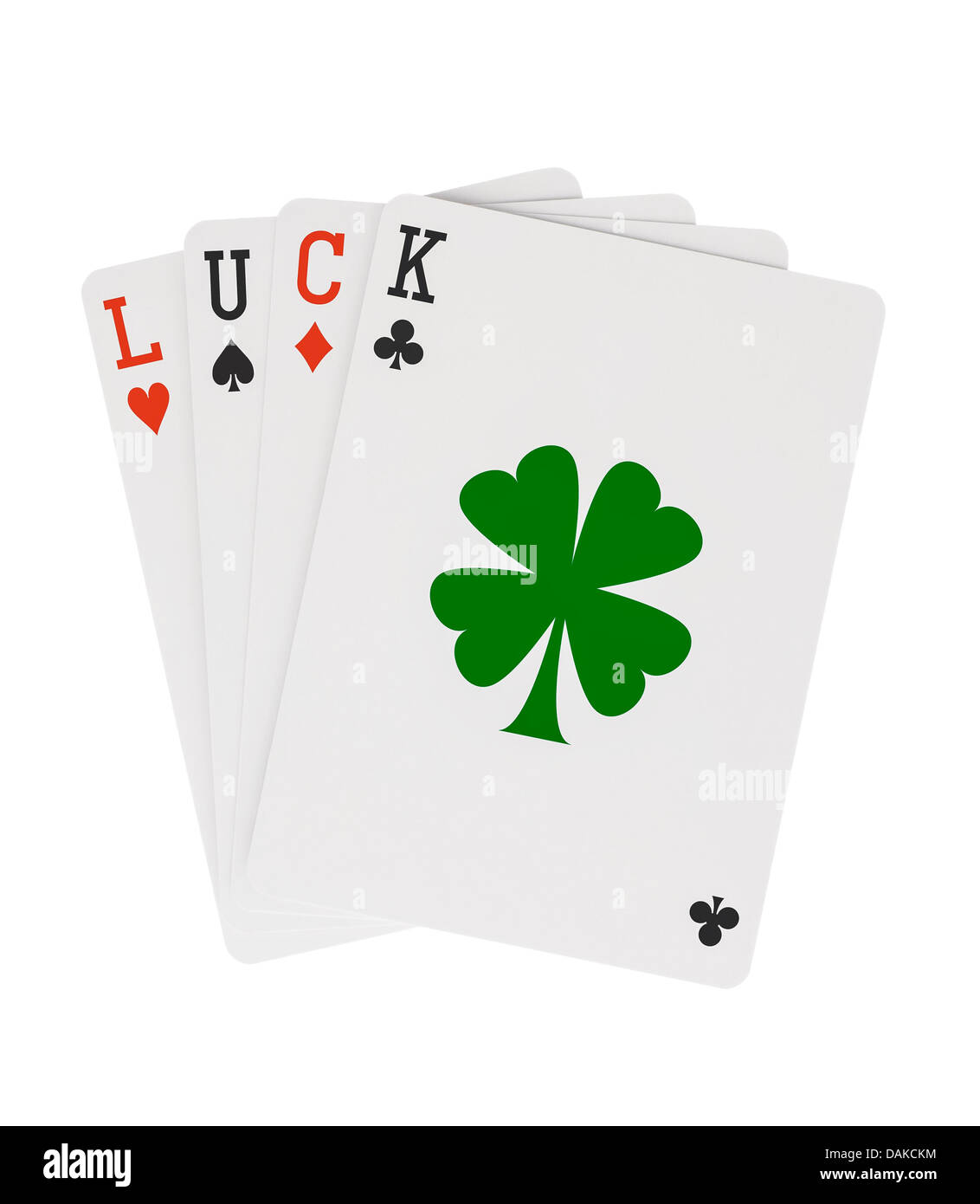 Word LUCK Playing Cards with Lucky Clover Leaf Clipping Path Stock ...