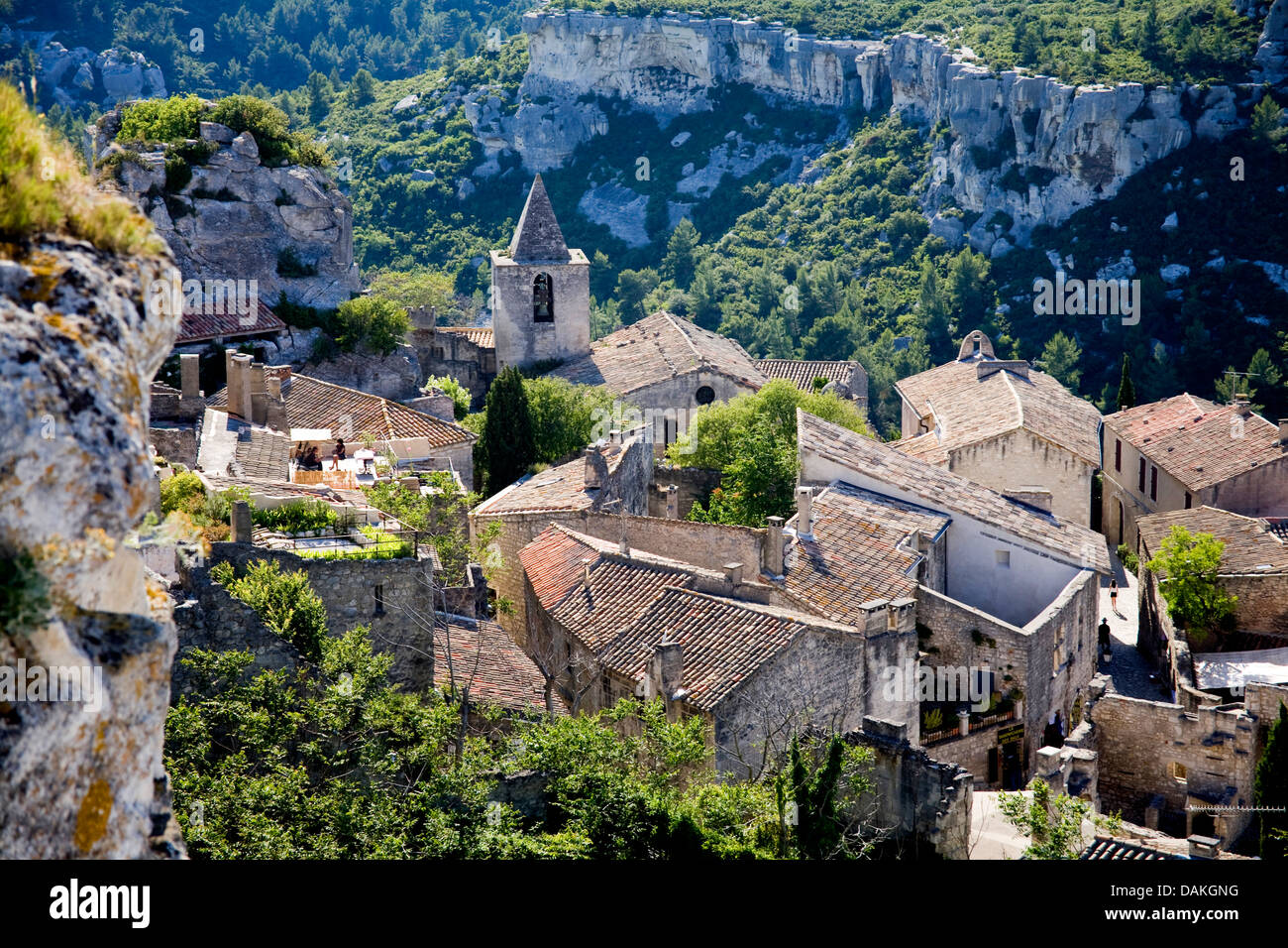 view to historical village centre, France, Provence, Les Baux-de ...