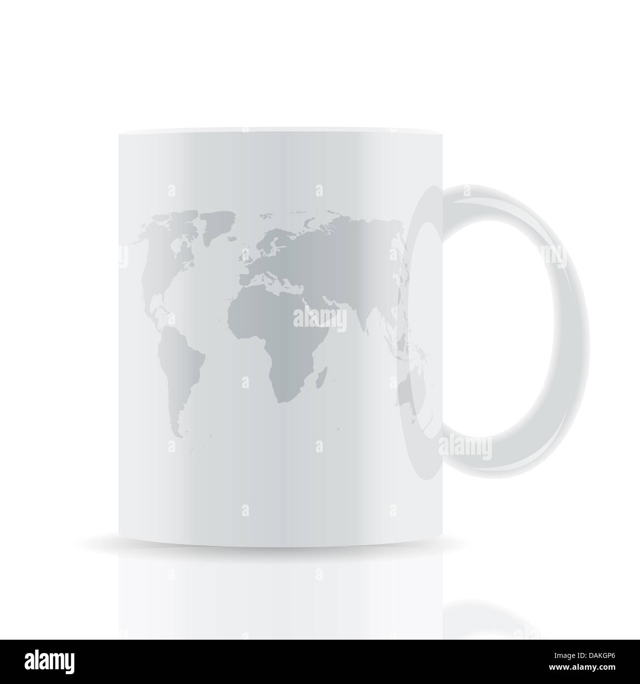 white vector cup with map isolated on white background Stock Photo - Alamy