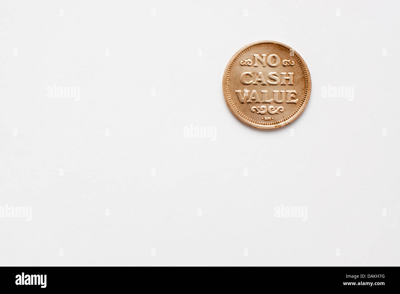 bronze colored coin with the inscription "No Cash Value Stock Photo - Alamy