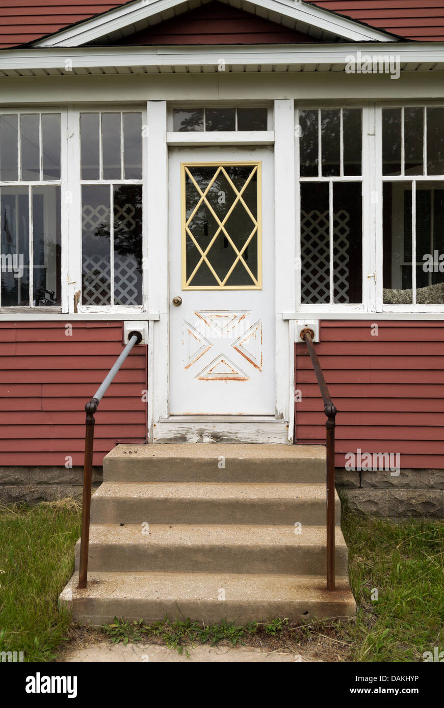 Front door of a private family home in a working class neighborhood ...