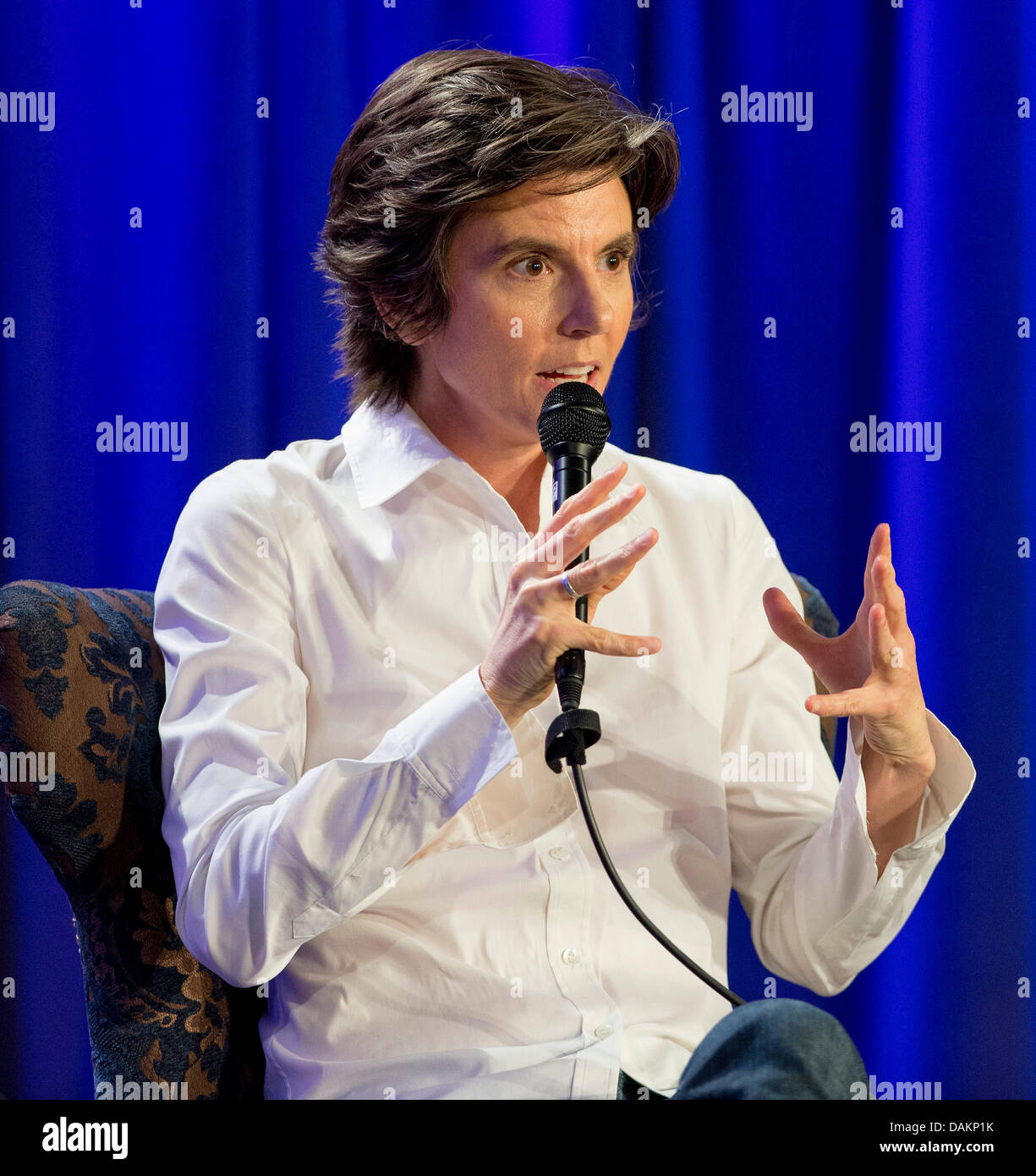 Los Angeles, CA, USA. 15th July, 2013. Comedian TIG NOTARO discusses ...