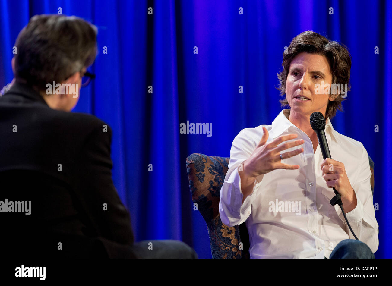 Los Angeles, CA, USA. 15th July, 2013. Comedian TIG NOTARO discusses ...