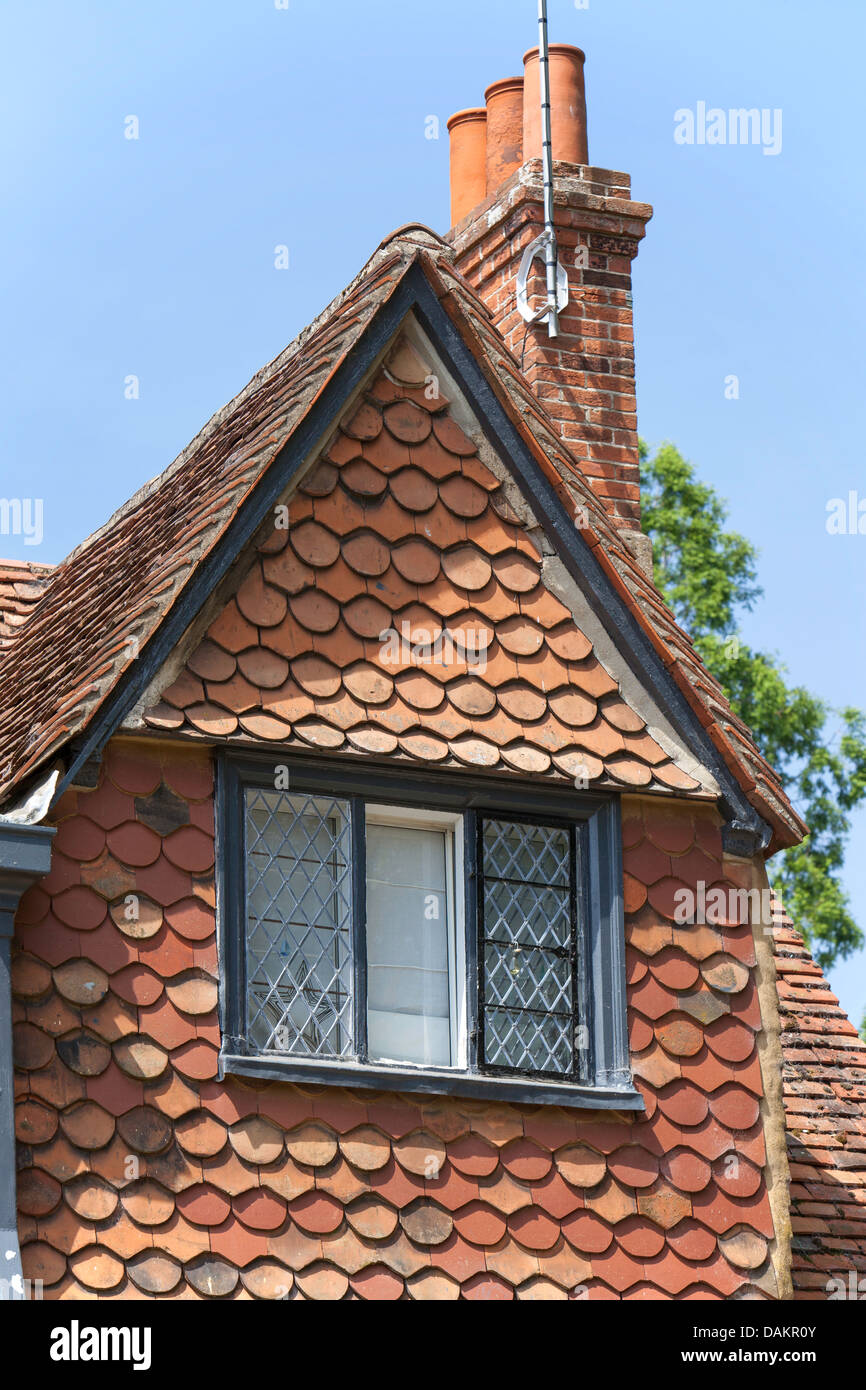 Ornate clay tile facades on building, Oxford, Oxfordshire, England, UK ...