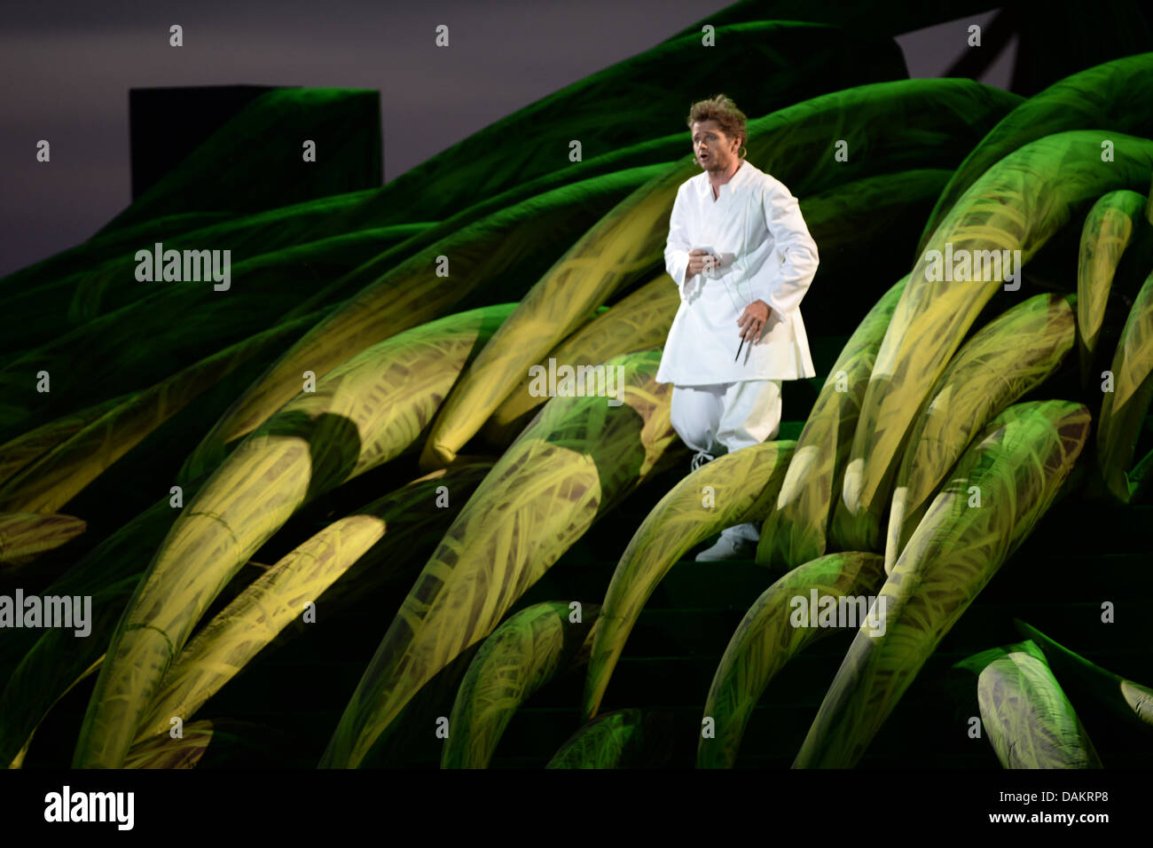 Tenor singer Rainer Trost performs as Tamino a scene from the opera ...