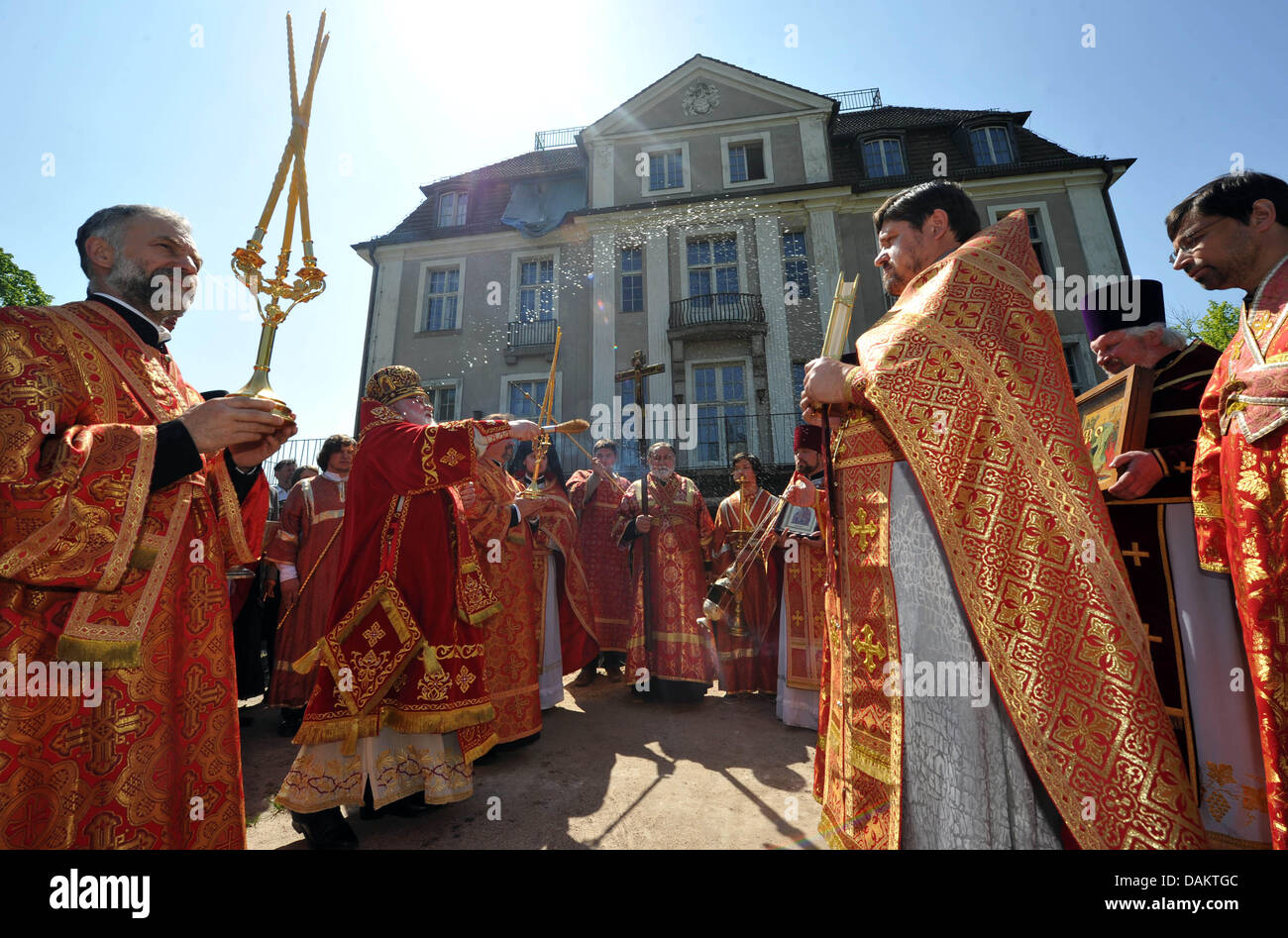 The archbishop of the Berlin diocese, Foefan Galinskij (C), consecrates ...