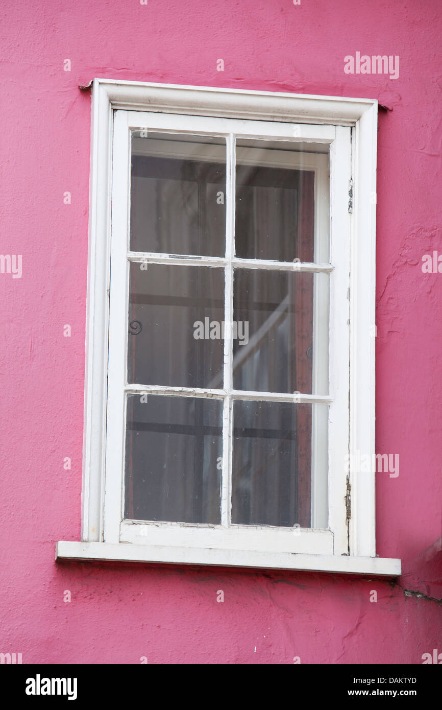 Pink painted cottage window, England, UK Stock Photo - Alamy
