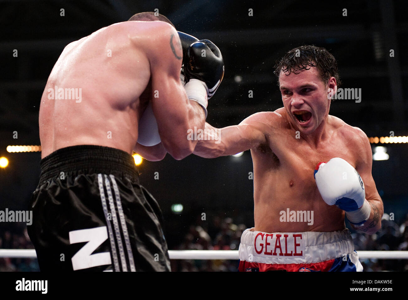 The German boxer Sebastian Sylvester (R) and Australian boxer Daniel ...