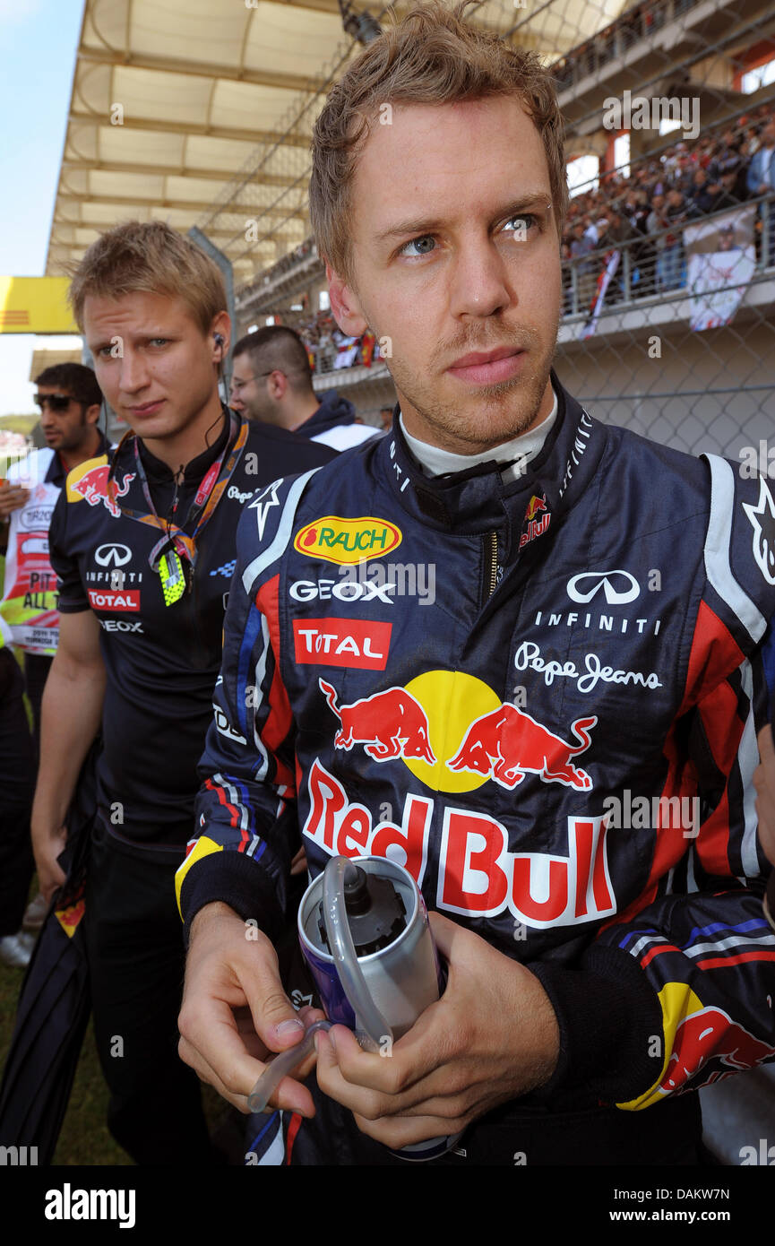 German Formula One driver Sebastian Vettel of Red Bull prepares for the ...