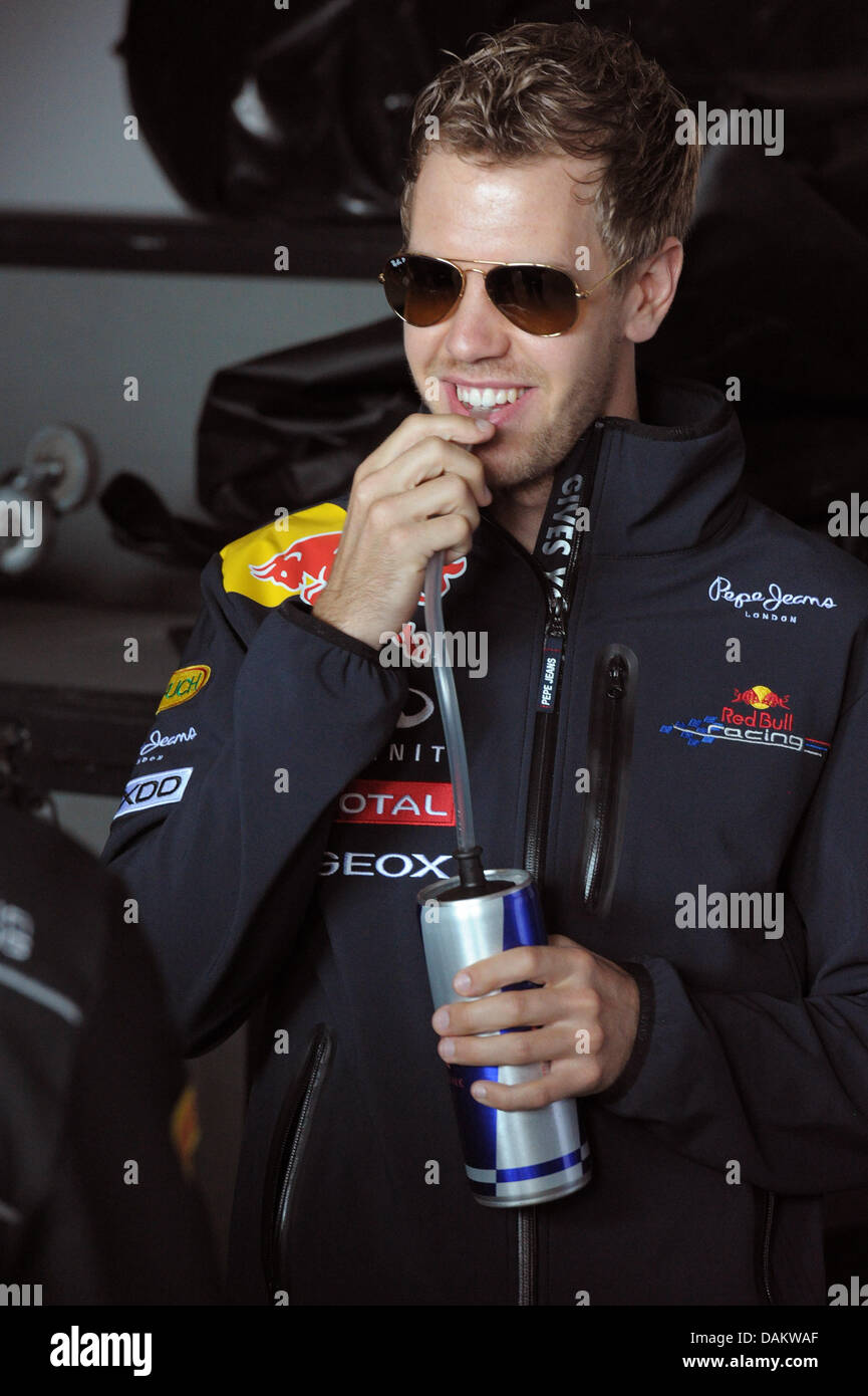 German Formula One driver Sebastian Vettel of Red Bull waits for the ...