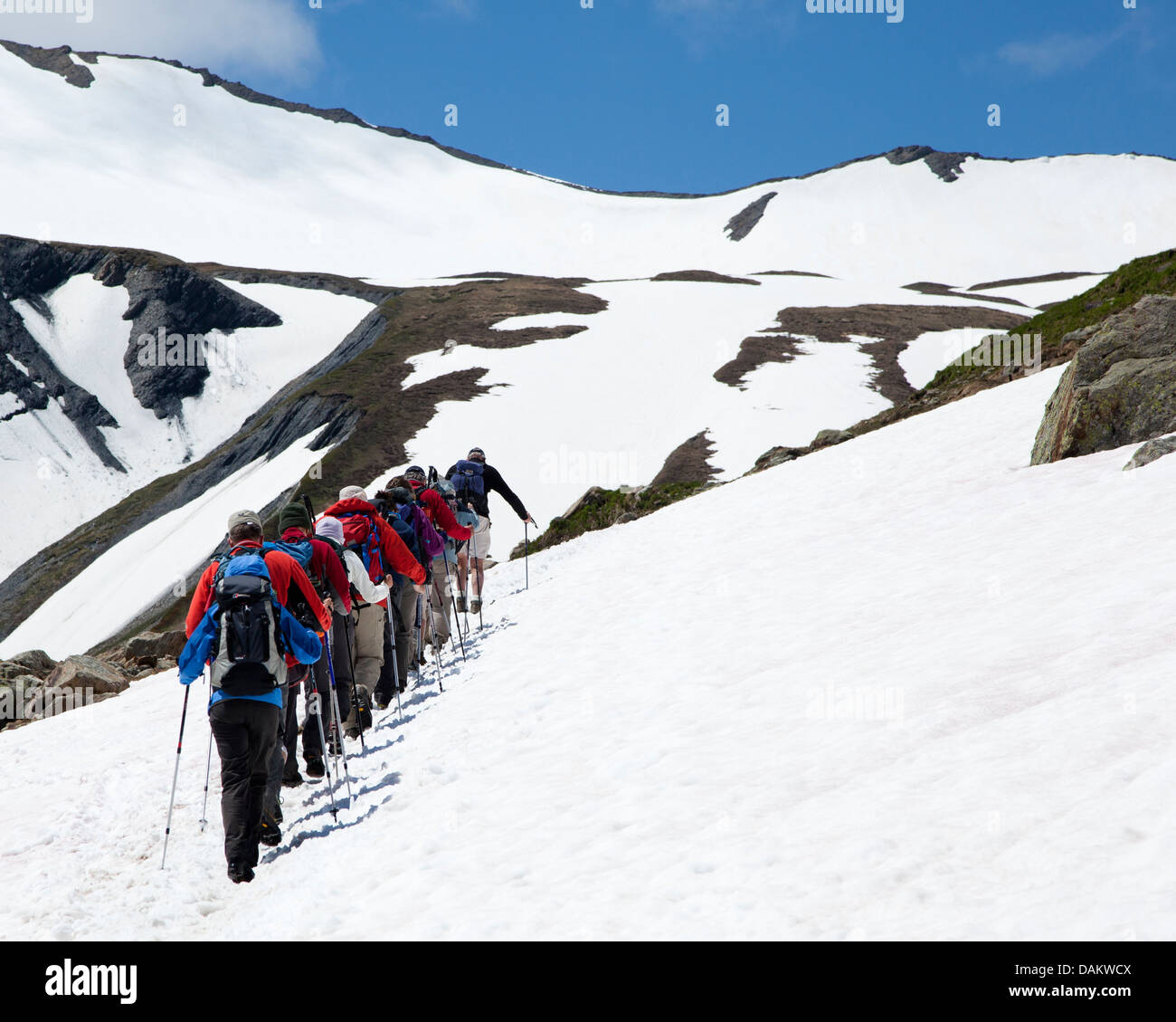 Hikers walking towards Col de la Seigne Stock Photo - Alamy
