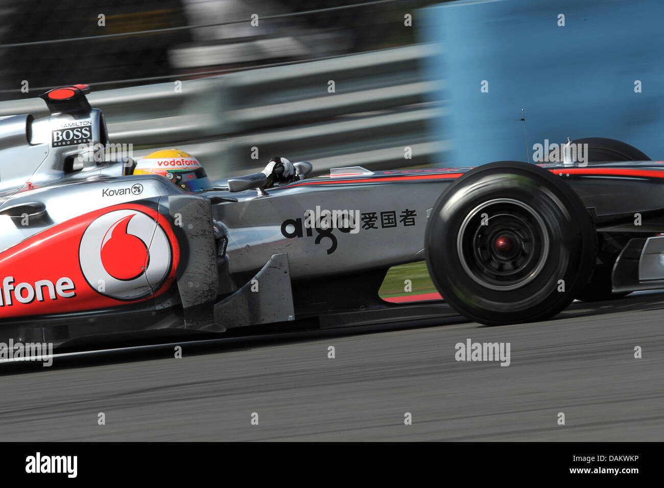 British Formula One driver Lewis Hamilton of McLaren Mercedes steers ...