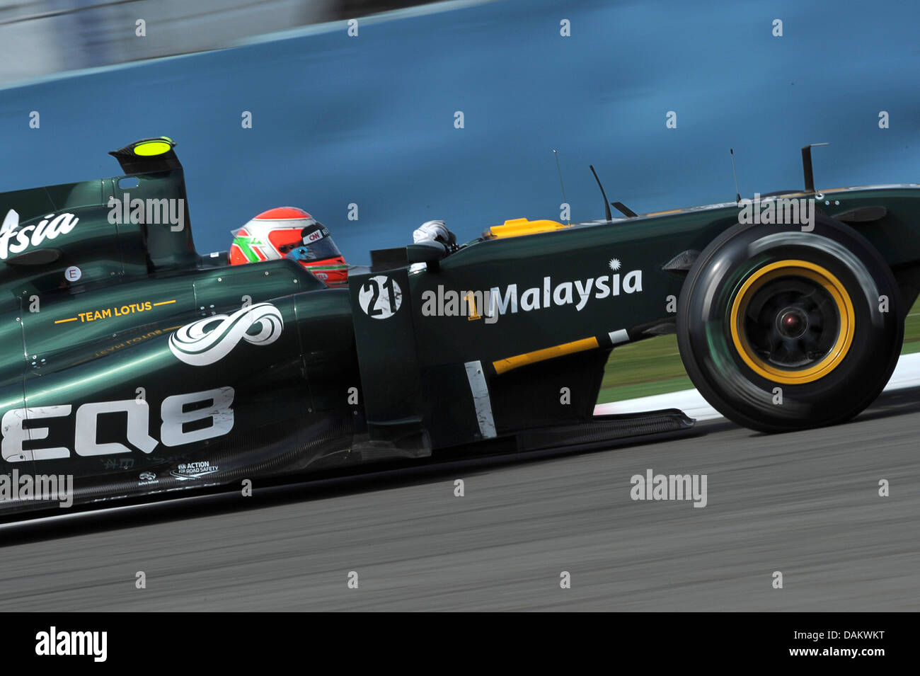 Italian Formula One driver Jarno Trulli of Team Lotus steers his car ...