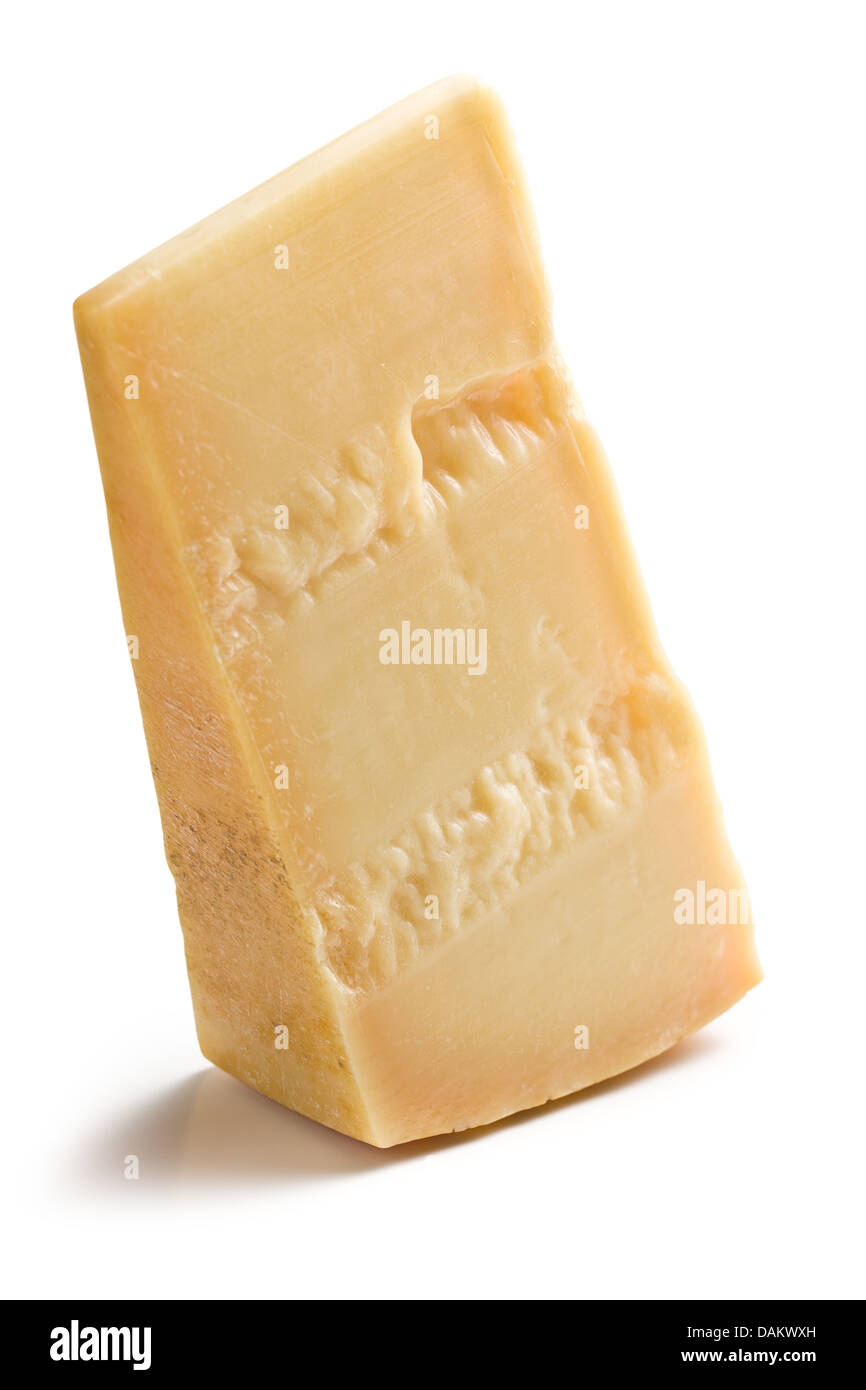 Italian hard cheese on white background Stock Photo - Alamy