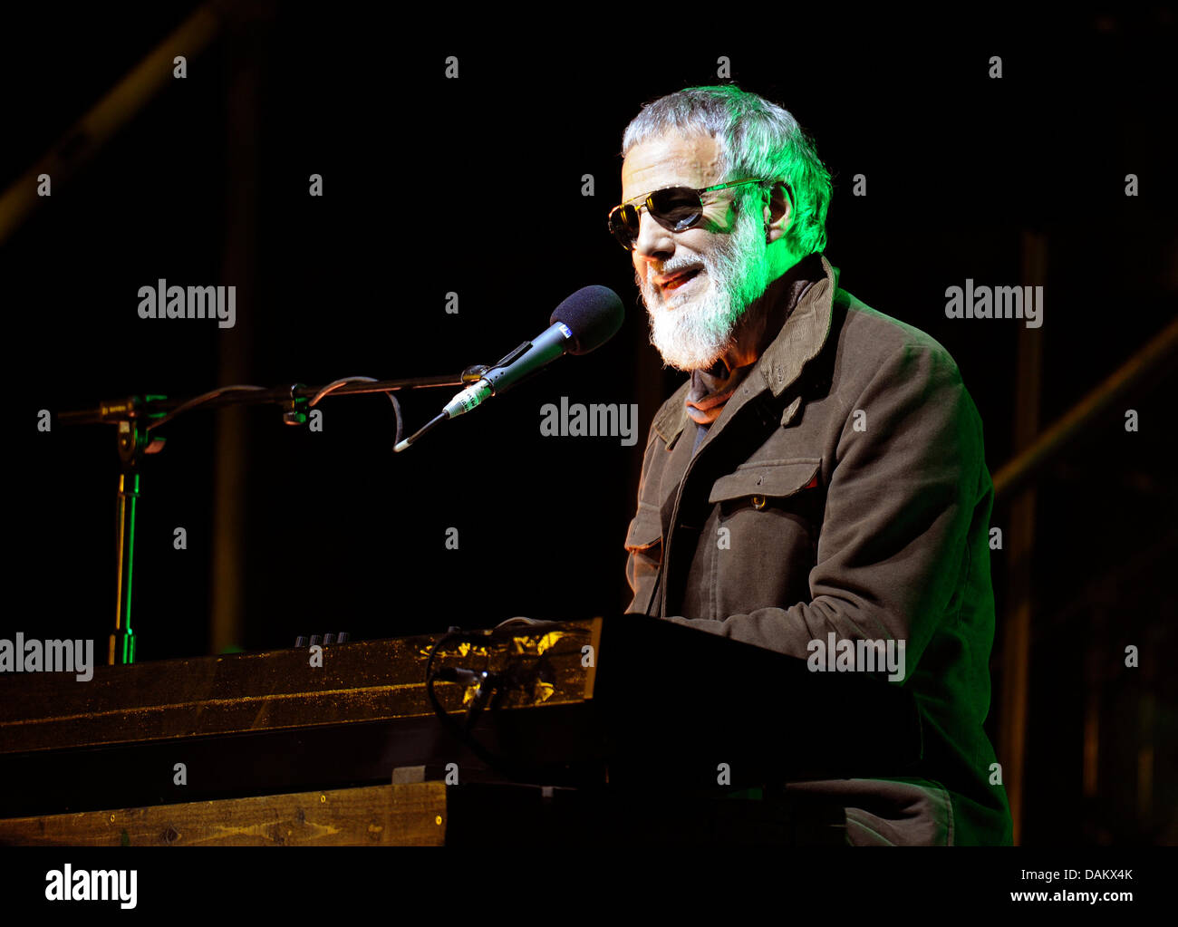 Yusuf Islam aka Cat Stevens sings during the soundcheck at the O2 World ...