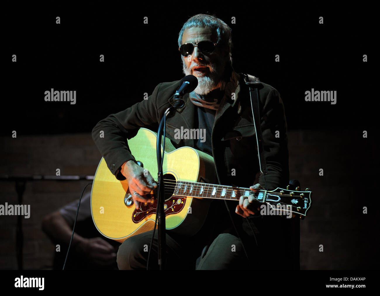 Yusuf Islam aka Cat Stevens sings during the soundcheck at the O2 World ...