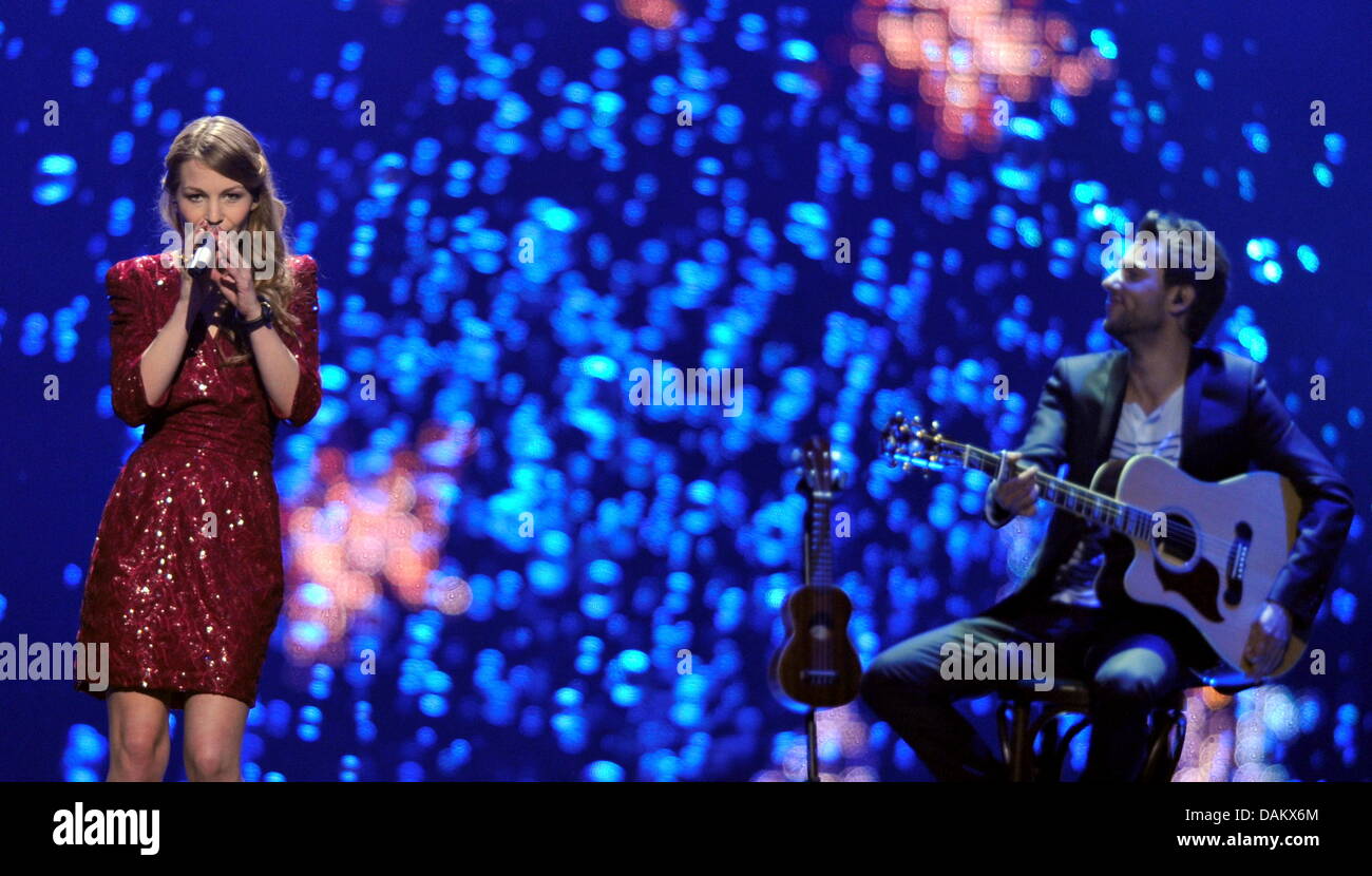 Anna Rossinelli representing Switzerland performs during the first Semi ...